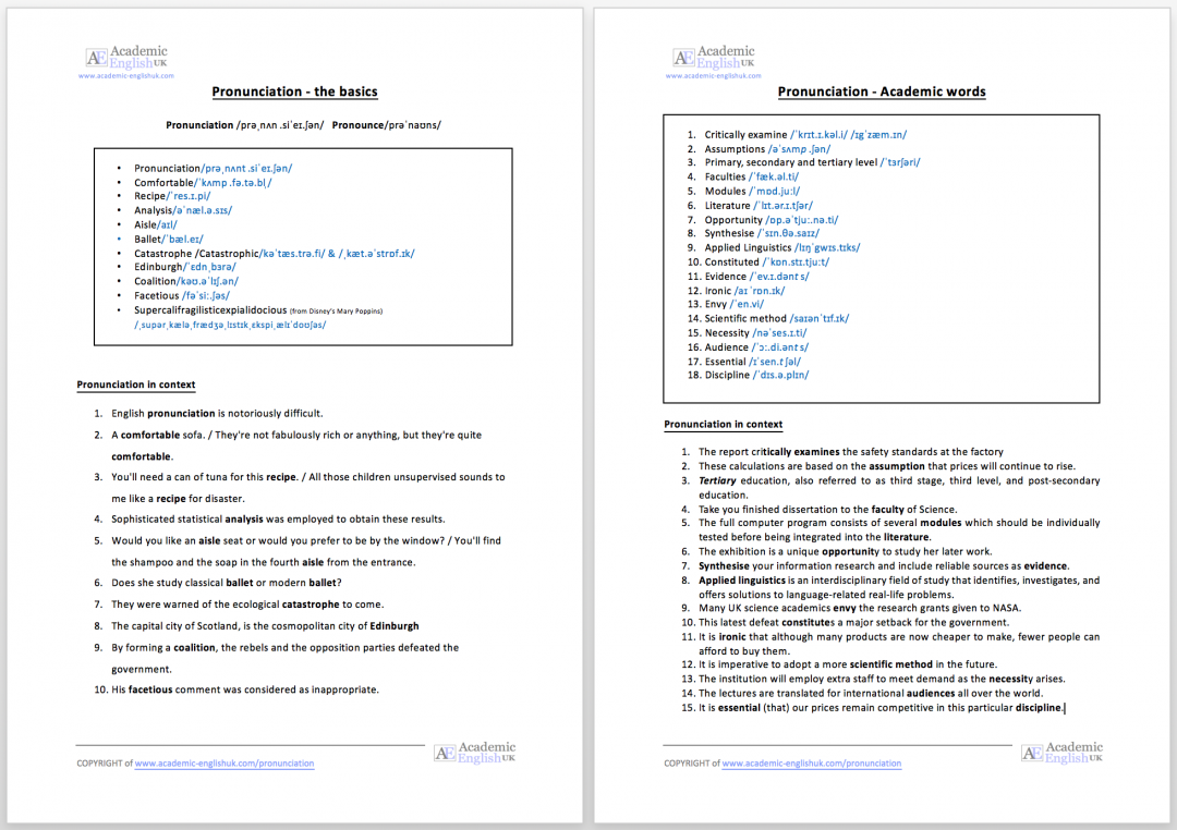 Pronunciation - the basics - Academic English UK