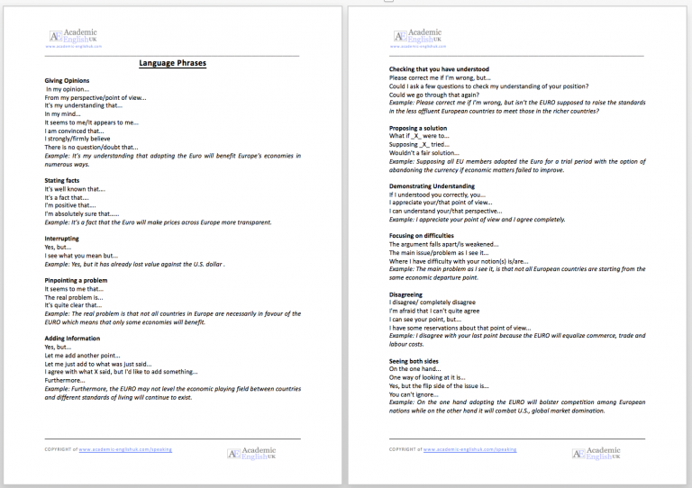 Seminar Skills / Academic English Seminars