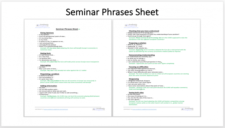 Seminar Signposting Language - Academic English UK