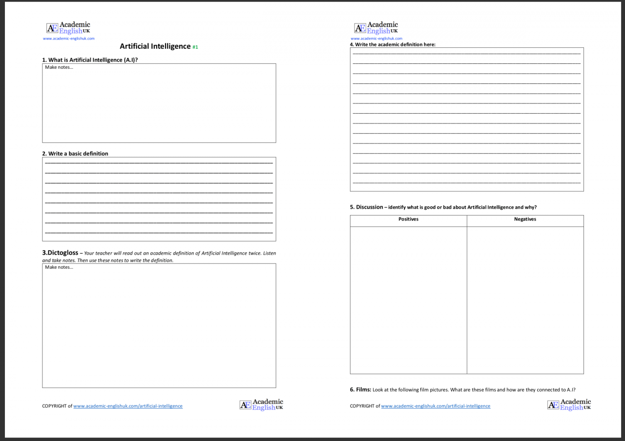 Artificial Intelligence Lesson Book - Academic English UK