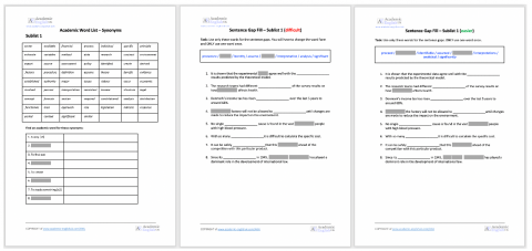 Academic Word List (AWL): AWL lessons & AWL Worksheets