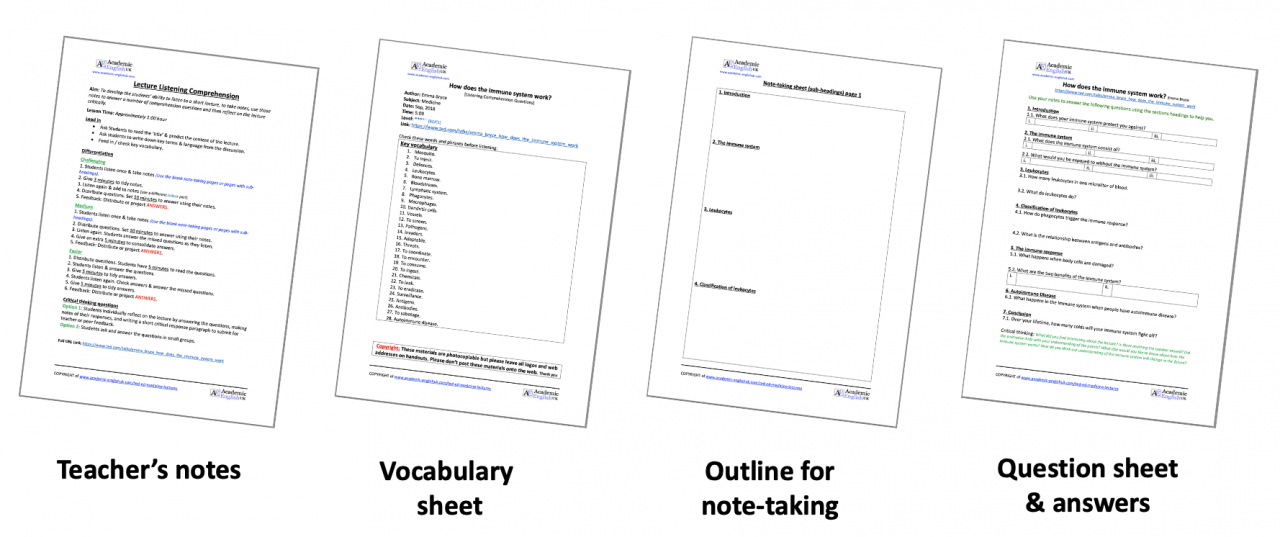 TED Ed Medicine Lecture Worksheets / Academic English UK